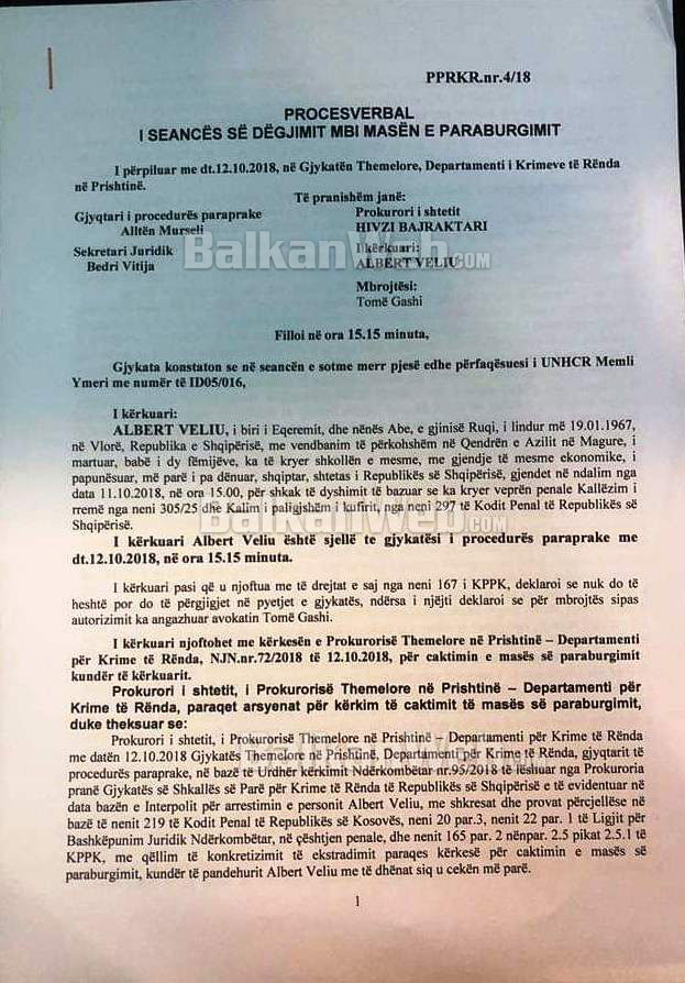 Document/ The decision is revealed. Albert Veliu 'greets' from Pristina ...