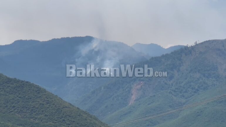 Powerful fire threatens the crown of Black Lake in Bulqiza, flames burn ...