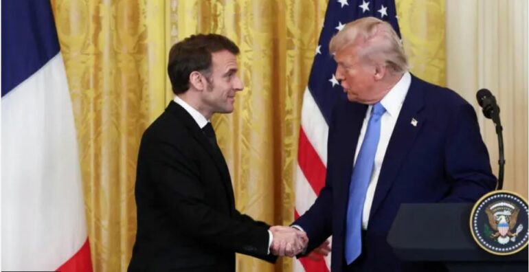 PHOTO/Trump and Macron share another long handshake – Balkanweb.com ...