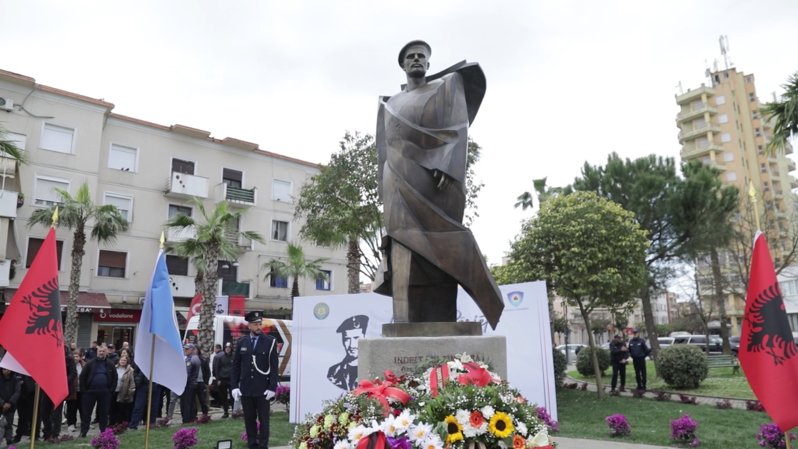 The bust of the hero Indrit Cara is placed in the center of the city of ...