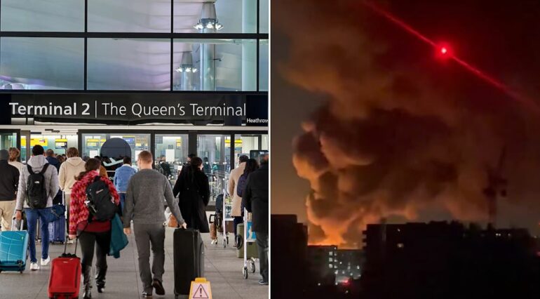 Panic at London airport!/ Massive fire cuts power at Heathrow, all ...