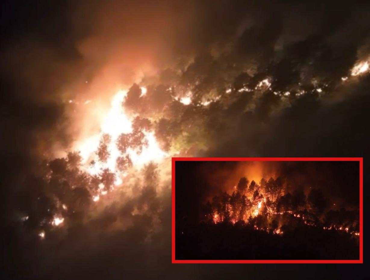 Drone footage/ Fire in Fushë-Arrëz, flames spread to the forests of the ...