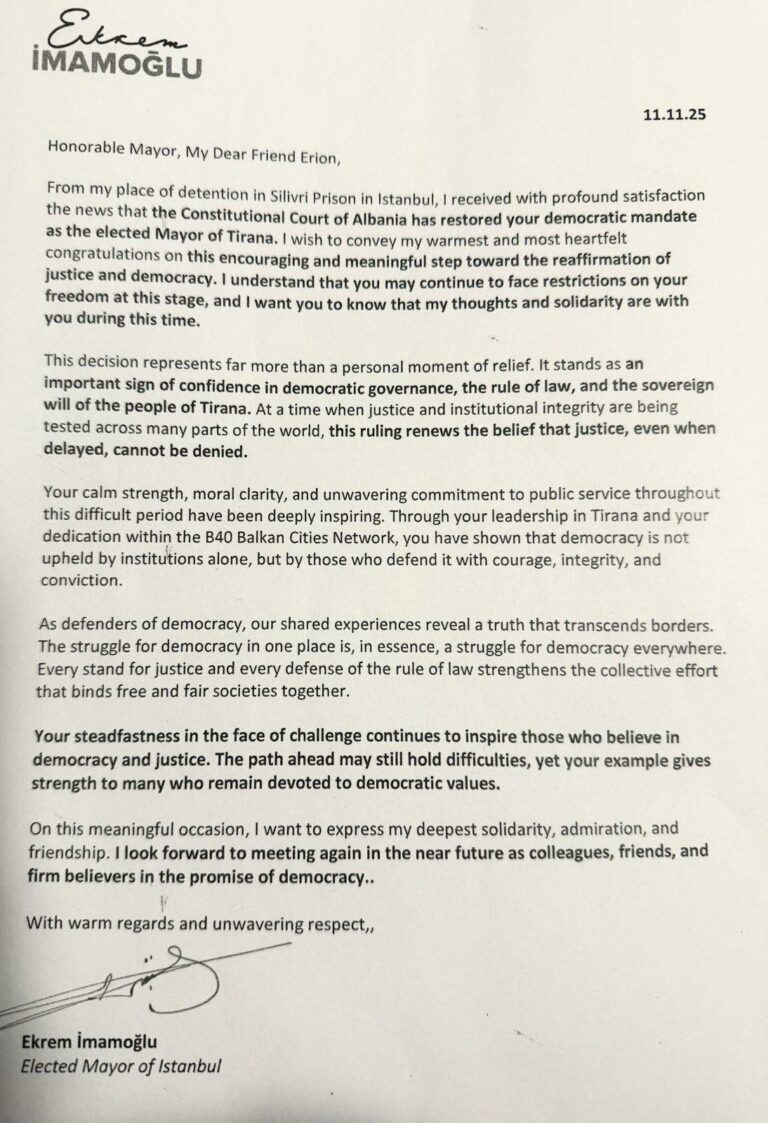 Istanbul Mayor's letter from prison to Veliaj, İmamoğlu: I awaited with ...